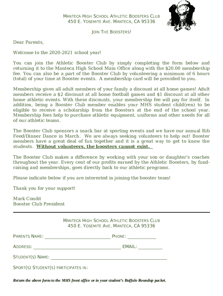 Athletic Boosters - San Ramon Valley High School Doc Template | pdfFiller