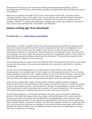 Fillable Online How To Write a Memo: A Step-by-Step Guide to Effective ...