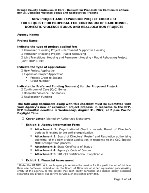 NEW PROJECT AND EXPANSION PROJECT CHECKLIST Doc Template | pdfFiller