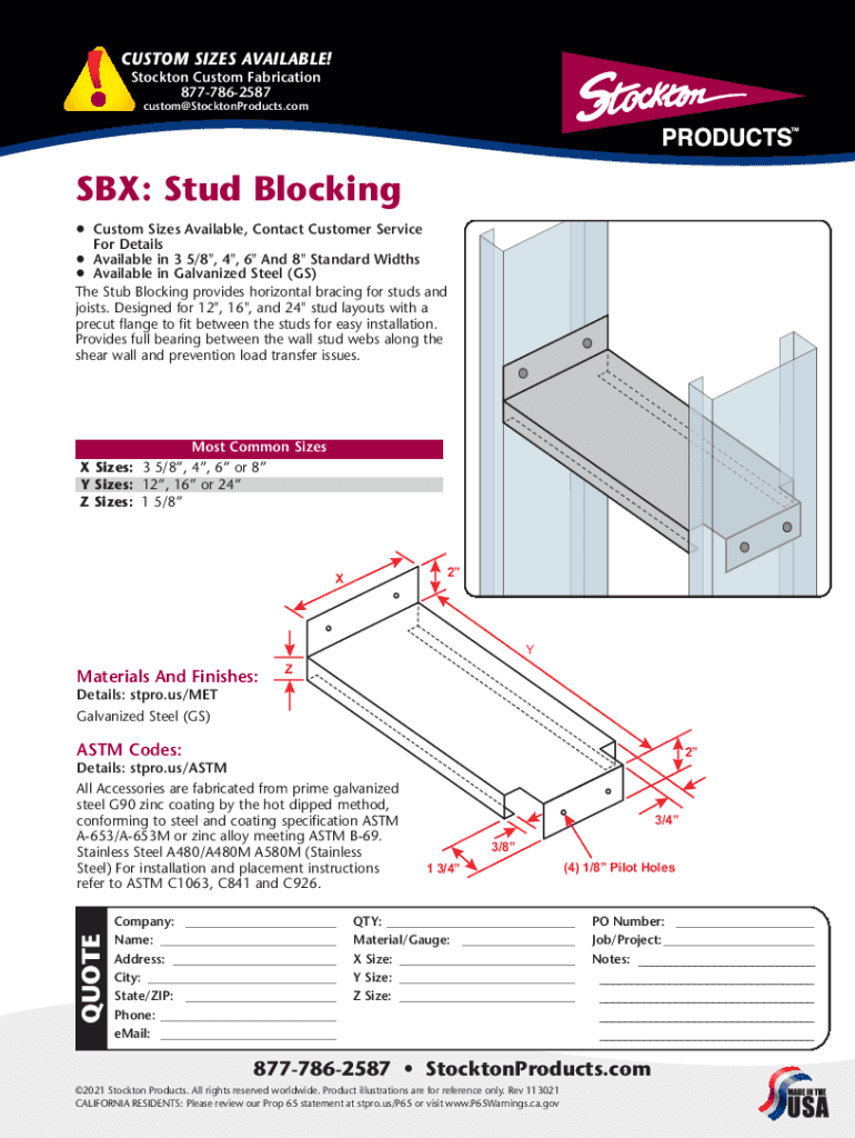 Fillable Online SBX: Stud Blocking Fax Email Print - pdfFiller