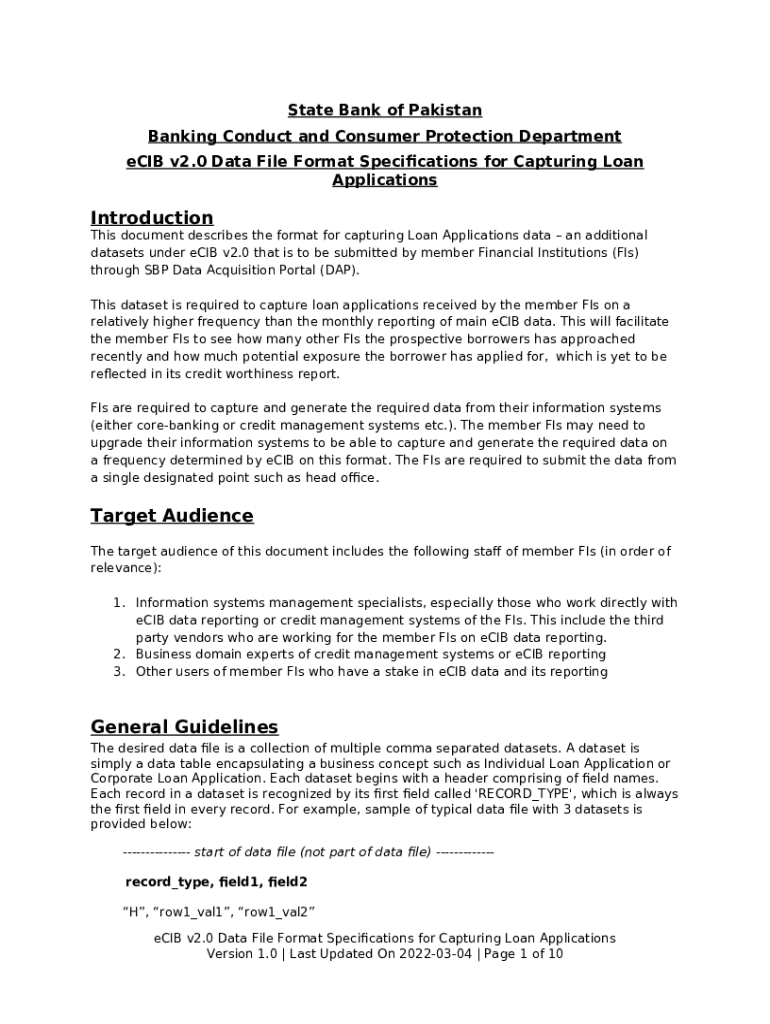 eCIB v2.0 -Data File Specifications - Loan Application Doc Template | pdfFiller