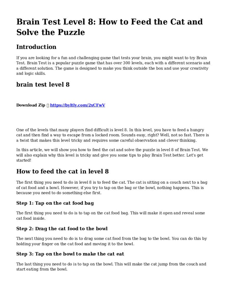 Fillable Online Brain Test Level 8: A Fun and Challenging Puzzle Game ...