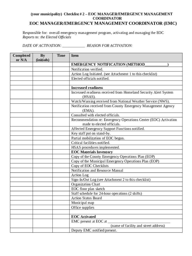 County Basic Emergency Operations Plan (DOC) Doc Template | pdfFiller
