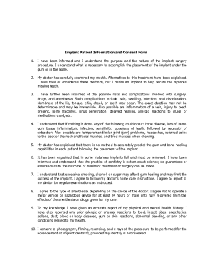 Fillable Online Implant Consent Form and Information Fax Email Print ...