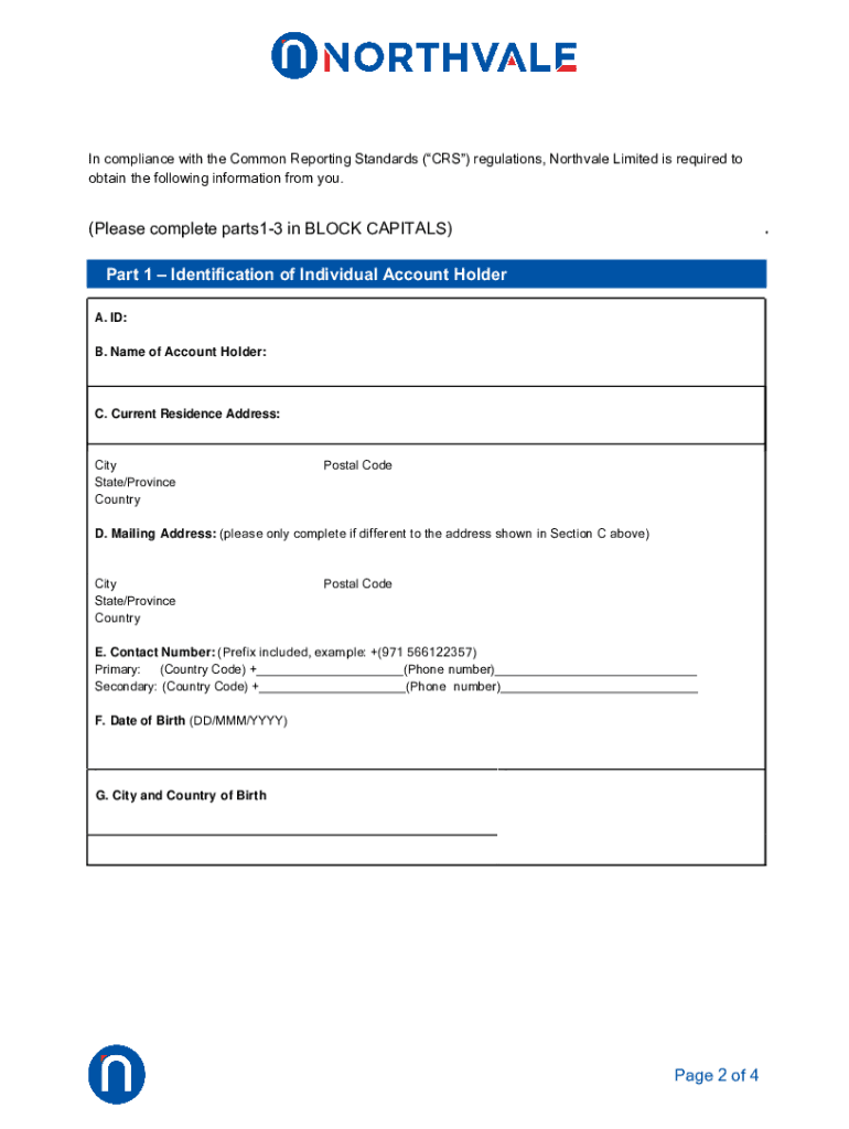 Fillable Online CRS Form for Tax Residency Self-Certification ...
