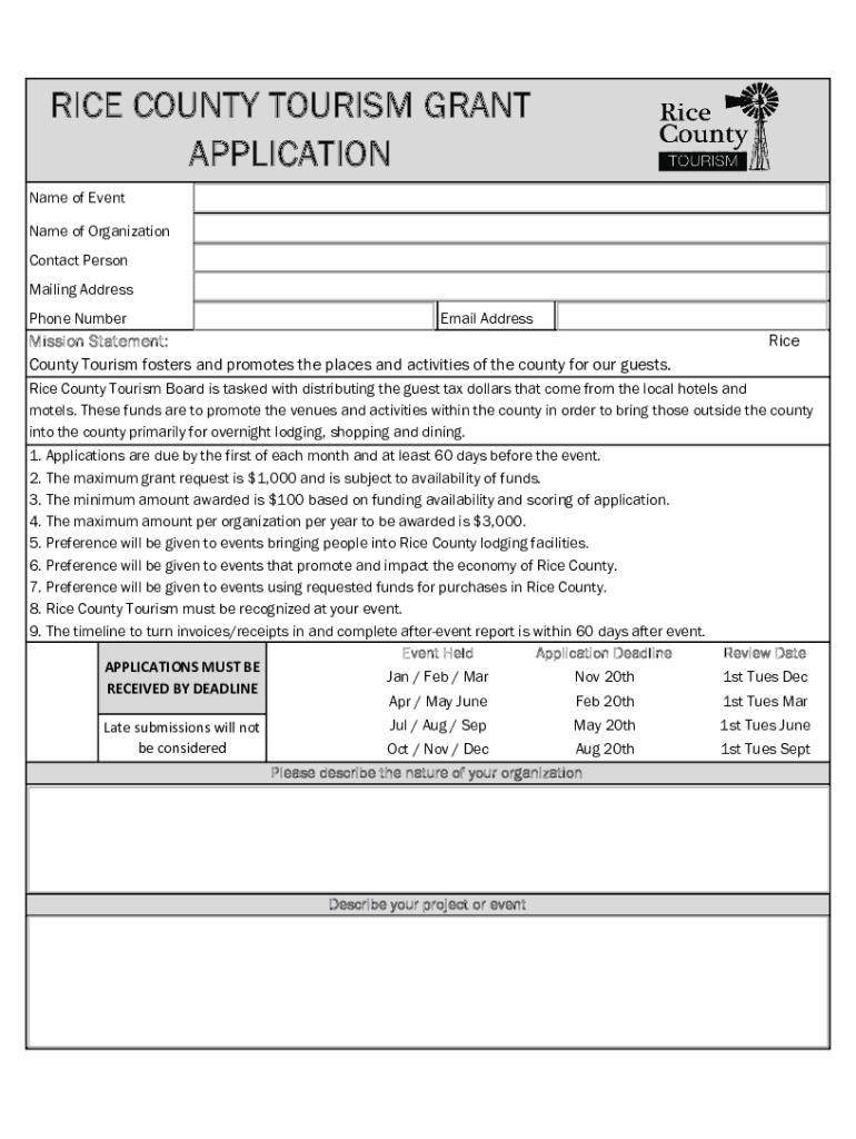 Fillable Online Lodging Tax Grant Promotional.pdf Fax Email Print ...