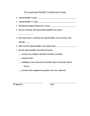 ACUC Health Evalution Doc Template | pdfFiller