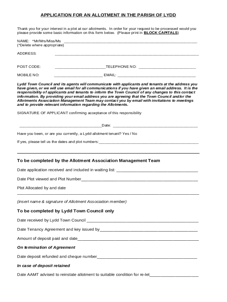 application within the Allotment Ination Pack Doc Template | pdfFiller