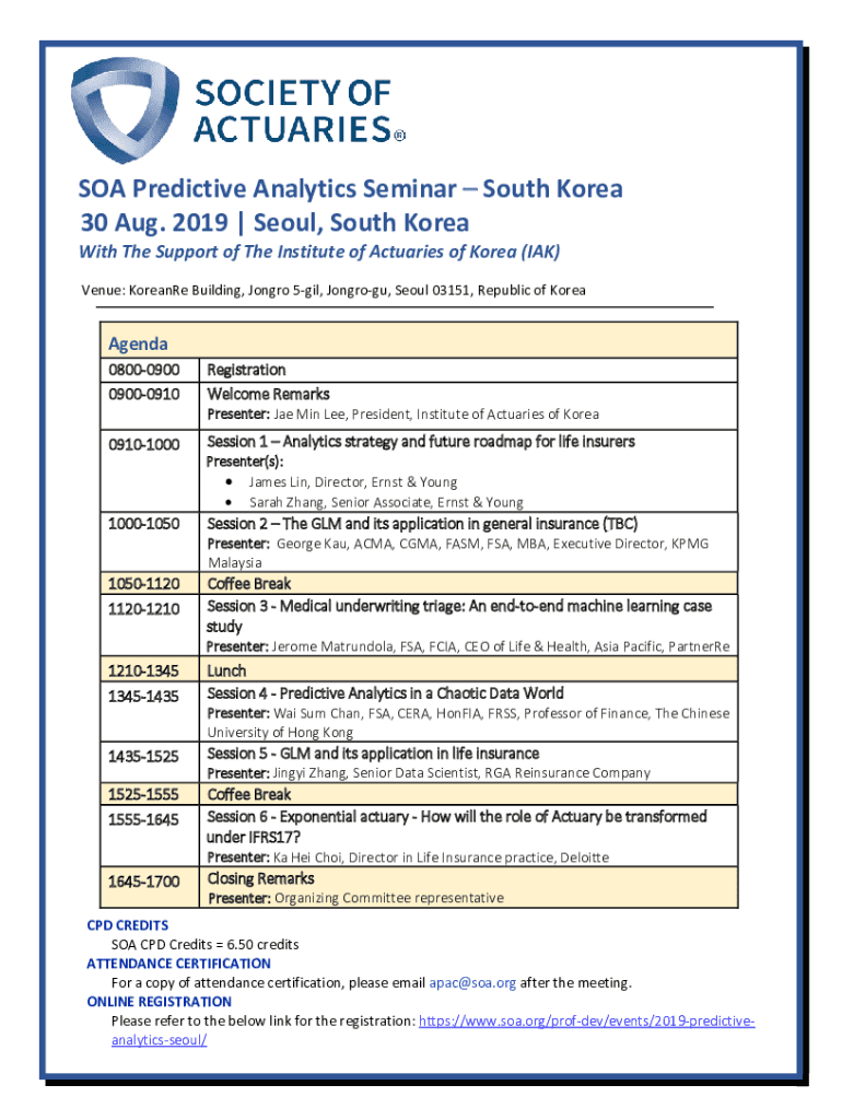 Fillable Online The Institute of Actuaries of Korea Visits the SOA Fax Email Print - pdfFiller
