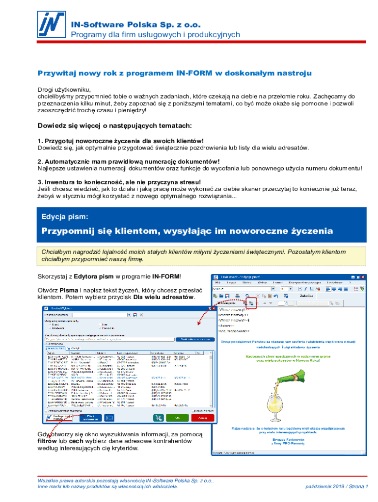Fillable Online IN-Software: Programy dla firm usugowych i produkcyjnych Fax Email Print - pdfFiller