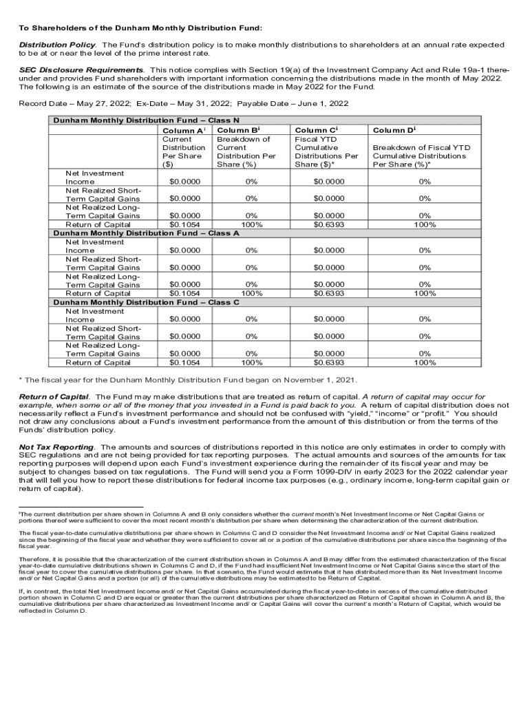 Fillable Online DNMDX -- Form of 19a-1 notice (May2022) Broadridge ...