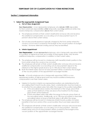 Fillable Online TEMPORARY OUT-OF-CLASSIFICATION PAY FORM ... Fax Email ...