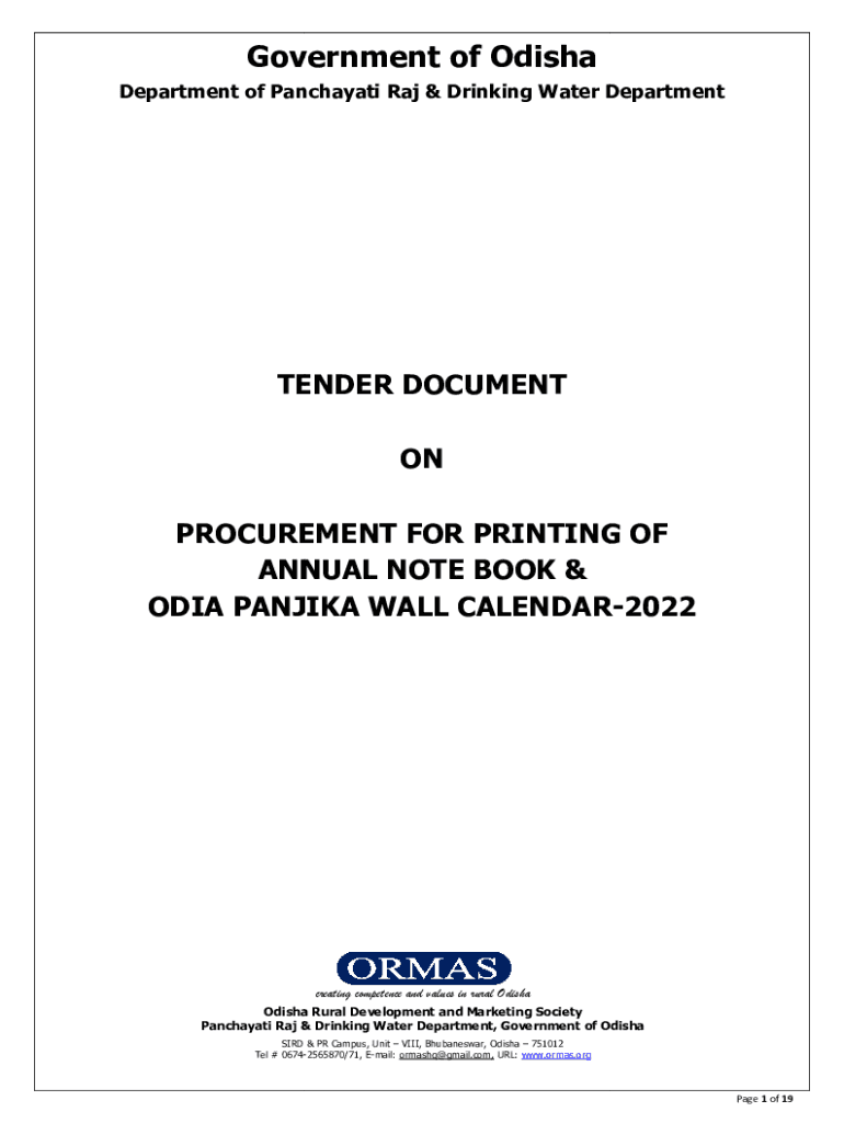 Fillable Online Draft Tender Documents for Calendar and Diary - without ...