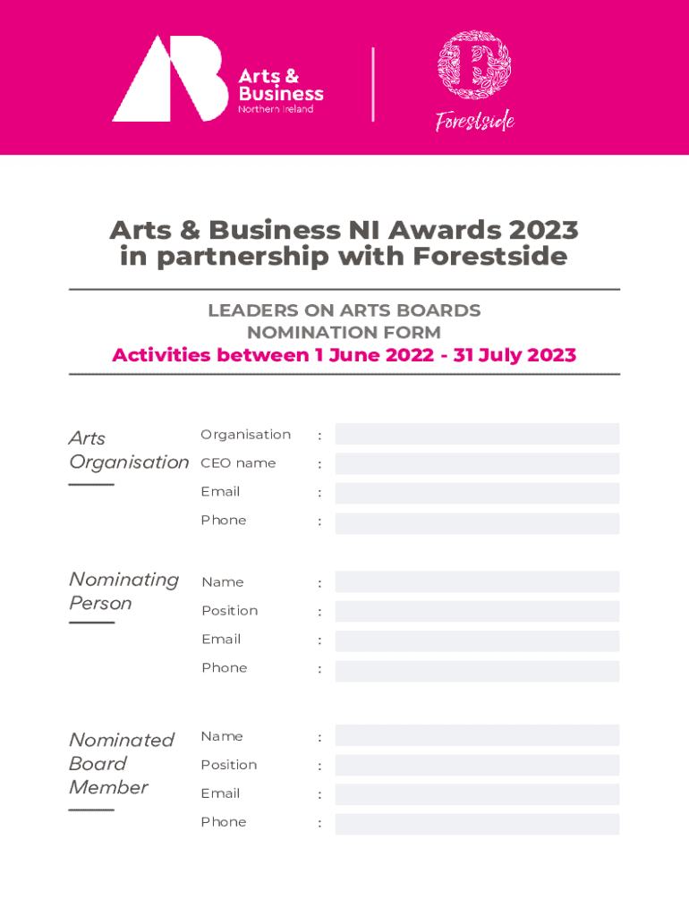 Fillable Online A&BNI Awards 2023 Inspirational Trustee nomination form ...