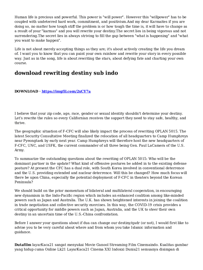 Fillable Online Rewrite Your Destiny, Do Your Karma! Fax Email Print - pdfFiller
