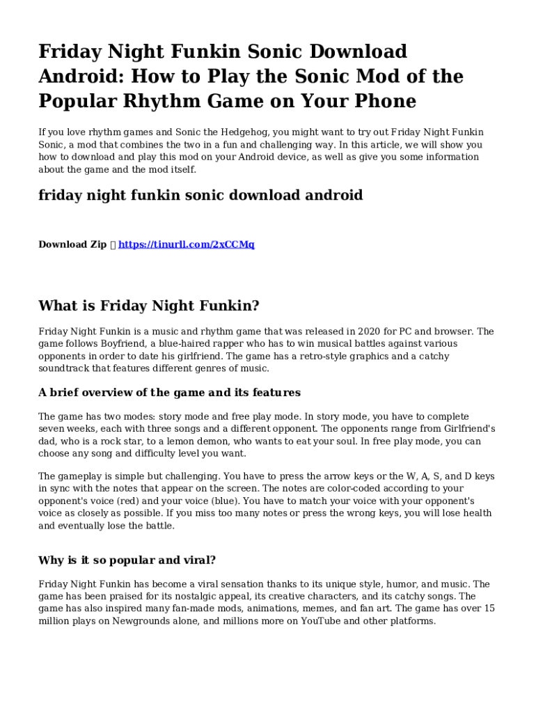 Fillable Online FNF Sonic Tap Music - Friday N for Android - Download ...
