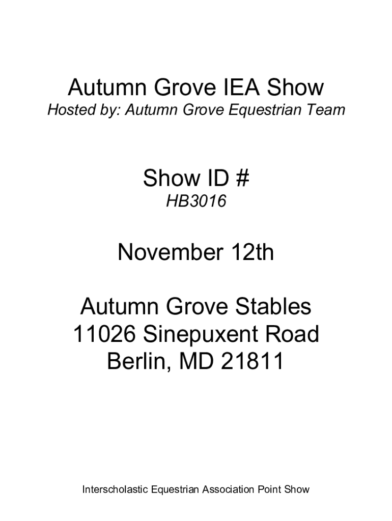 Fillable Online "Autumn Grove Stables" - For Worcester County ...