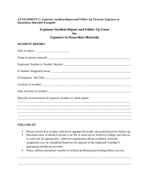 Worker's Exposure Incident Doc Template | pdfFiller