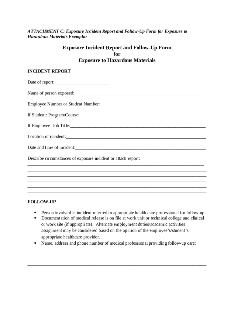 Worker's Exposure Incident Doc Template | pdfFiller
