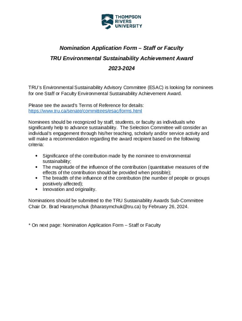 Center2024 Environmental Achievement Awards ... Doc Template | pdfFiller