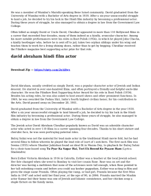 Fillable Online Actor: David born as David Abraham Cheulkar - Jews of ...