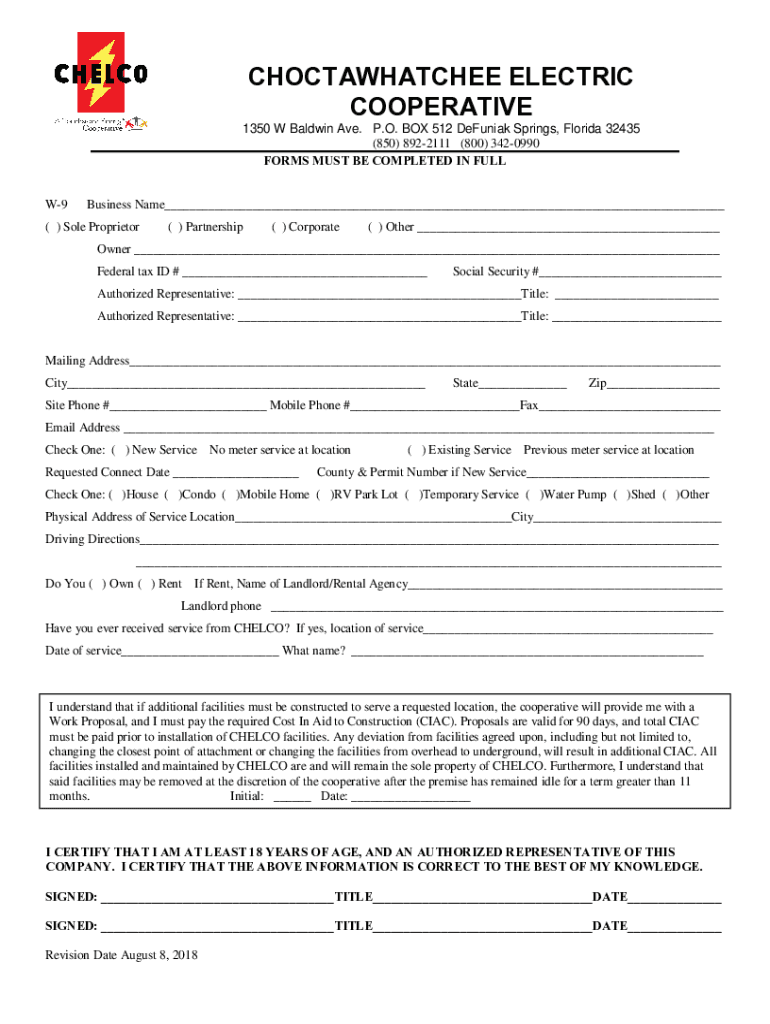 Fillable Online Choctawhatchee Electric Cooperative, Inc. Company Profile Fax Email Print ...