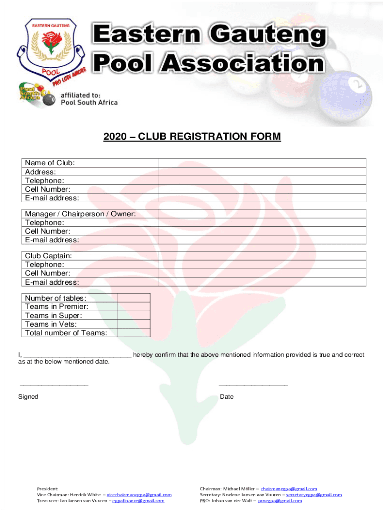 Fillable Online TT Club Registration Form Fax Email Print - pdfFiller