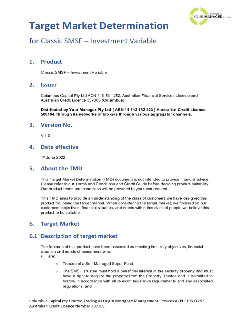 Fillable Online Target Market Determination - Atlas Funds Management ...
