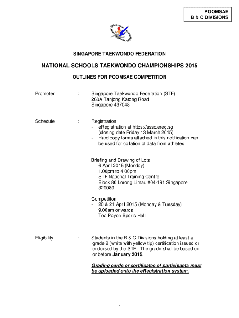 Fillable Online INTERNATIONAL SCHOOLS TAEKWONDO ... Fax Email Print - pdfFiller