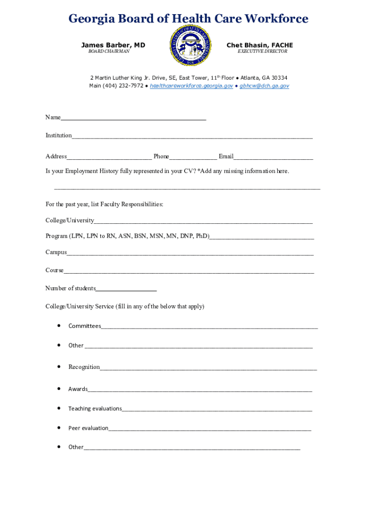 Fillable Online application materials - Georgia Board of Health Care ...