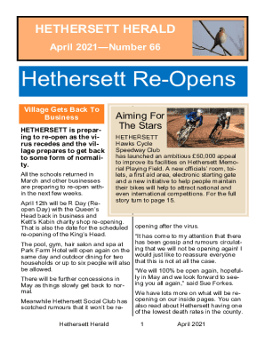 Fillable Online Hethersett Re-Opens Fax Email Print - pdfFiller