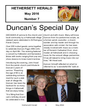 Fillable Online History of Hethersett - A Norfolk Village On The Web ...