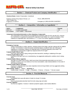 Fillable Online Material Safety Data Sheet * * * Section 1 Fax Email Print - pdfFiller