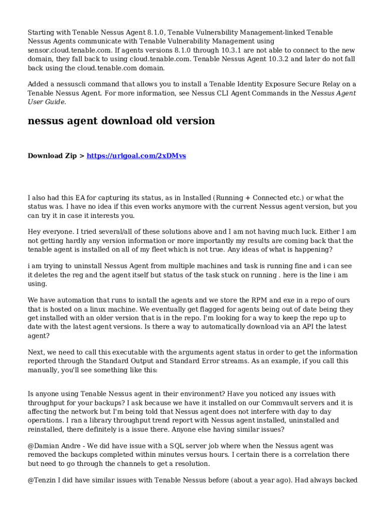 Fillable Online Changes to linking Nessus Agent 10.3.2 and future ...