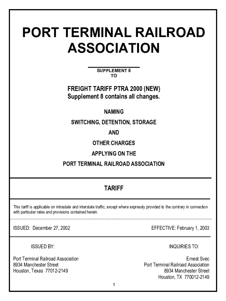 Fillable Online Port Terminal Railroad Association PTRA #960 Fax Email ...