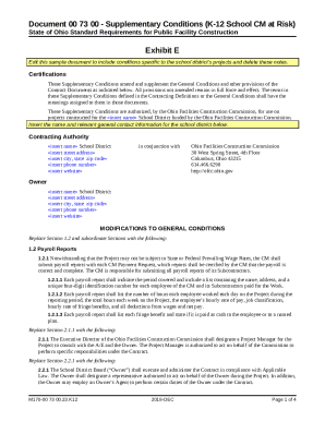 M170-00 73 00.23.K12. Supplementary Conditions (K-12 School CM at Risk ...