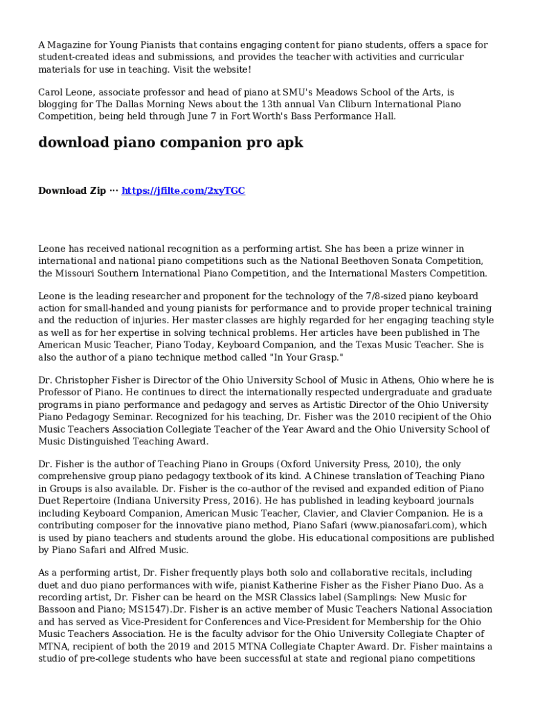 Fillable Online About Piano Inspires Kids - The Frances Clark Center ...