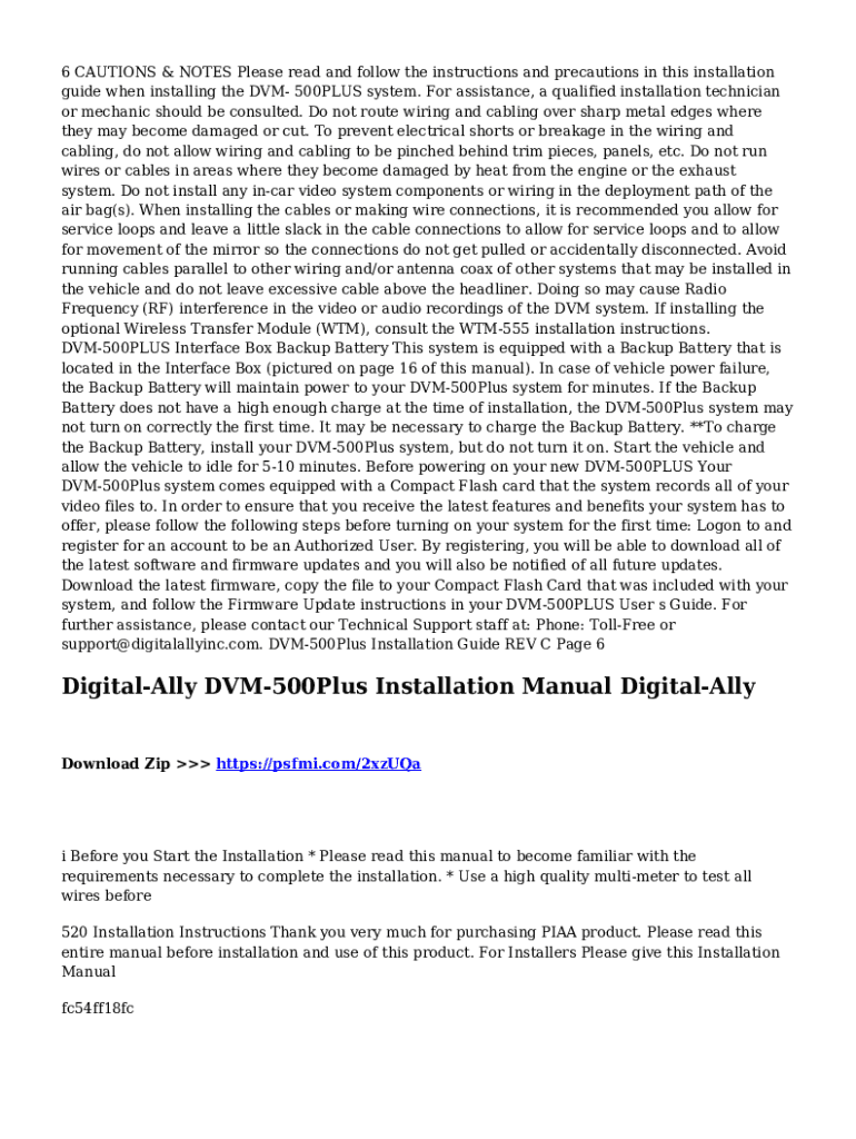 Fillable Online Digital-Ally DVM-500Plus Installation Manual Digital-Ally Fax Email Print ...
