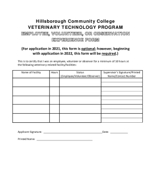 Fillable Online Veterinary Technology Application MaterialsHCC Fax ...