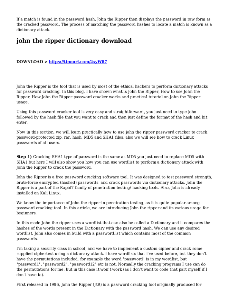 Fillable Online John the Ripper - frequently asked questions (FAQ) Fax ...