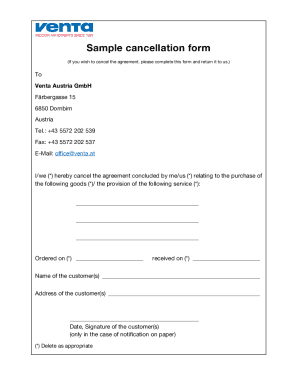 Fillable Online Instructions for cancellation & Cancellation form ...