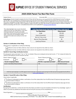 Fillable Online 2023-2024 Parent Tax Non-Filer Form Fax Email Print ...