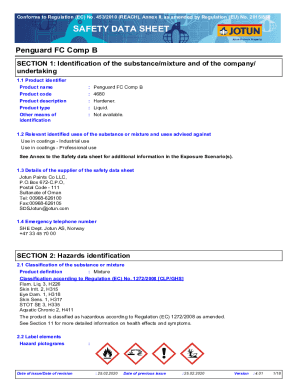 Fillable Online Penguard FC Comp B - SAFETY DATA SHEET Fax Email Print ...