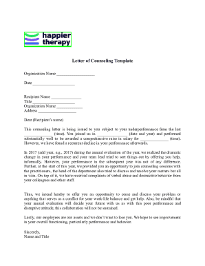 Fillable Online Letter of Counseling or Expectations Template.pdf Fax ...