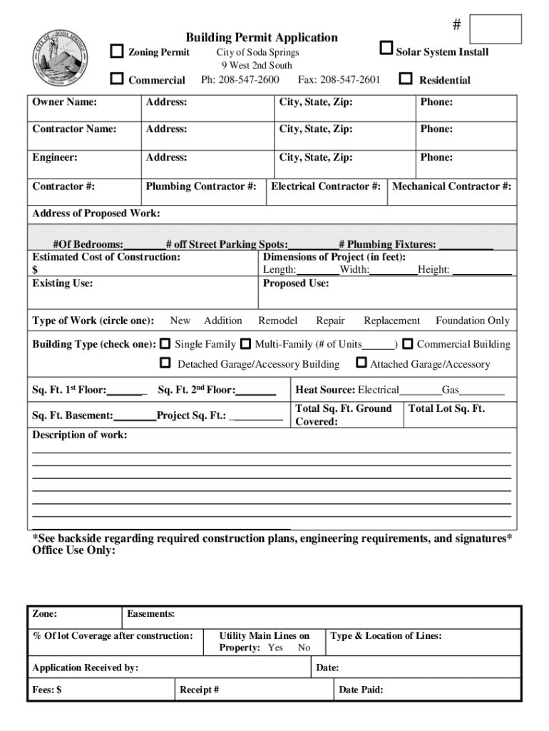 Fillable Online City of Soda Springs PLOT/SITE PLANS Fax Email Print - pdfFiller