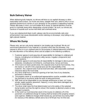 Fillable Online Bulk Delivery Waiver Where We Dump Fax Email Print ...