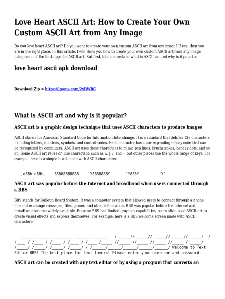 Fillable Online Text to ASCII: The best ASCII Art Generator & Maker Fax Email Print - pdfFiller