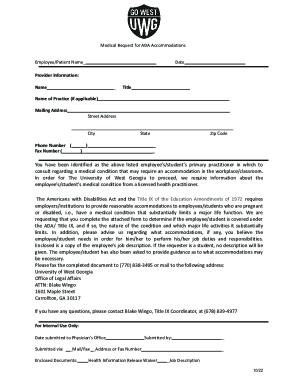 Fillable Online Medical Request for ADA Accommodations Form (Rev Nov ...