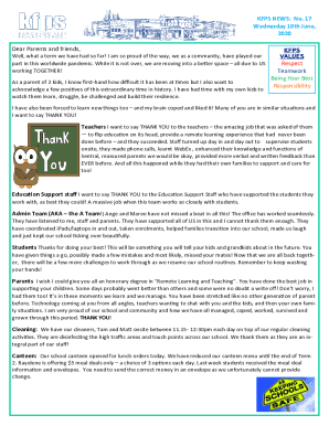 Fillable Online Principal's report Dear students, parents and friends ...