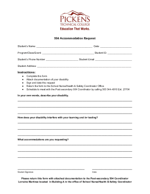 Fillable Online 504 Accommodation Request Fax Email Print - pdfFiller